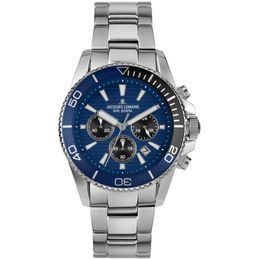 Jacques Lemans Herrenuhr f&uuml;r Taucher Chronograph Edelstahl/Blau | Gr.: onesize