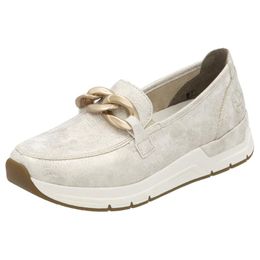 Rieker Damen Loafer , Slipper, Slip-on Sneaker, Halbschuh mit modischer Zierkette beige 42
