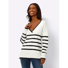 Heine Pullover in schwarz-ecru-geringelt | Gr.: 42