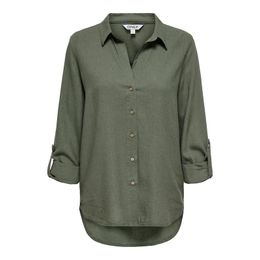Only Damen Only Hemdbluse &raquo;ONLGOA 3/4 STRAP LINEN BL SHIRT CC PNT&laquo; mit Leinen, umschlagbare Manschetten XS