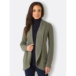 CR&Eacute;ATION L creation L Kaschmir-Merino-Strickjacke in khaki-meliert | Gr.: 40-42