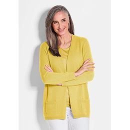 GOLDNER Langarm Feinstrick-Cardigan in gelb | Gr.: 46