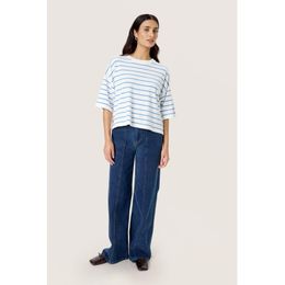 Soaked in Luxury Strickpullover SLSpina Baggy fit in White w Blue Yonder Stripe | Gr.: XL