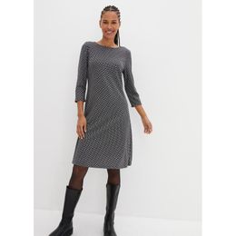 bonprix Damen bonprix Midikleid aus Polyester, Viskose und Elasthan, ausgestellte Passform schwarz 56/58 (XXXL), N-Gr
