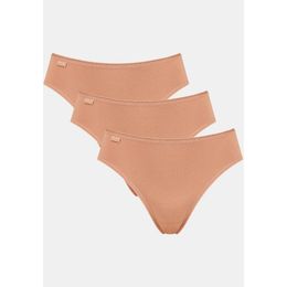 Sloggi Damen Sloggi Taillenslip &raquo;24/7 Cotton&laquo; 3er Pack, elastischer Bund mit Spitze, flache N&auml;hte beige 38