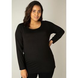 Base Level Curvy Damen Langarmshirt mit Rundhalsausschnitt schwarz 48