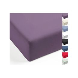 Mistral Home Perkal &Auml;gyptische Baumwolle Spannbettlaken Laken in Lila | Gr.: 180x200 cm