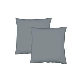 JACK 2er Set Renforc&eacute; Kissenh&uuml;lle Kissenbezug in Dunkelgrau | Gr.: 40x80 cm