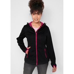 bonprix Damen bonprix Softshelljacke mit Kapuze leichtes Material, mit 2-Wege-Rei&szlig;verschluss, mit Daumenl&ouml;chern 50