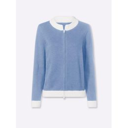 Heine Strickjacke in bleu-ecru | Gr.: 40