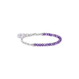 Thomas Sabo Member Charm-Armband Mit Gliedern Und Imitiertem Amethyst in silber, violett | Gr.: 13-cm