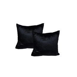 JACK 2er Set Teddy Flausch Kissenh&uuml;lle Kissenbezug in Schwarz | Gr.: 50x30-cm