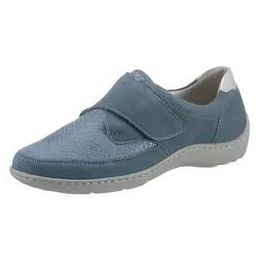 Waldl&auml;ufer Klettschuh WALDL&Auml;UFER "HENNI-Soft", Damen, Gr. 5 (38), blau (jeansblau, silberfarben), Nubukleder, Textil, unifarben mit Farbeinsatz, Schuhe Klettschuh, Komfortschuh, Freizeitschuh mit Textil-Stretch, H-Weite