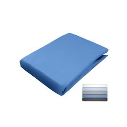 JACK Spannbettlaken Satin Einfarbig in Blau | Gr.: 180x200 cm