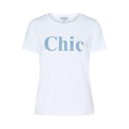 More & More More & More T-Shirt mit Perlenschriftzug in white/skyblue | Gr.: 38