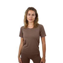 Stark Soul&reg; Stark Soul Sport Shirt Damen Racer - Seamless Laufshirt in deep taupe | Gr.: M/L