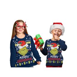 The Grinch Weihnachtspullover Strick Pullover Ugly Christmas Sweater in blau | Gr.: 110/116