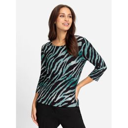 WITT WEIDEN Print-Shirt in schwarz-petrol-bedruckt | Gr.: 46