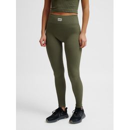 Hummel Leggings Hmlpulse Damen in DUSTY OLIVE | Gr.: XL
