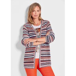 GOLDNER Luftige multicolore Strickjacke in cremewei&szlig; / pfirsich / gemustert | Gr.: 44