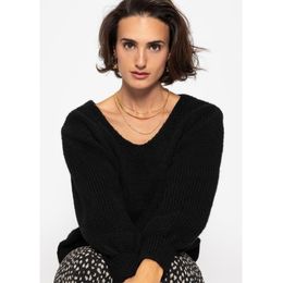 SASSYCLASSY Pullover mit V-Ausschnitt in schwarz | Gr.: L