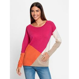 Heine Pullover in orange-pink-gemustert | Gr.: 48