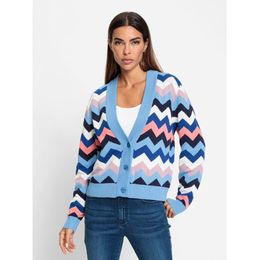 Heine Cardigan in himmelblau-flamingo-gemustert | Gr.: 40