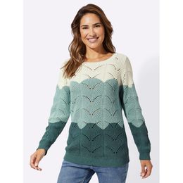 Sieh an! Rundhals-Pullover in jade-ecru-gemustert | Gr.: 56