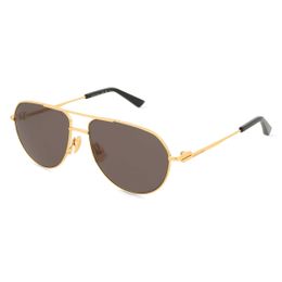 Bottega Veneta BV1302S | Unisex-Sonnenbrille | Fassung: Vollrand, Pilot, Metall, Gold | Glasfarbe: Grau