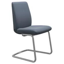 Polsterstuhl stressless "Laurel", blau (sparrow blau paloma, schwarz matt), B:53cm H:92cm T:59cm, Leder PALOMA: PALOMA ist ein durchgef&auml;rbtes Semianilin-M&ouml;belleder mit nat&uuml;rlicher Narbung., St&uuml;hle, Polsterstuhl, Low Back, Gr&ouml;&szlig;e L, mit Beinen aus Stahl in Schwarz matt