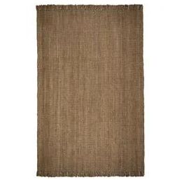 Teppich FLAIR RUGS "Jute Boucle", beige (natur), B:120cm H:7mm L:170cm, Jute, Teppiche, Teppich, aus 100% Jute, mit Fransen, aus Naturfasern