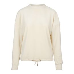 Sweatshirt Urban Classics "Urban Classics Damen Ladies Oversized Velvet Crew", Damen, Gr. XS, sand, 93% Polyester, 7% Elasthan, unifarben, Rundhals, Sweatshirts Sweatshirt