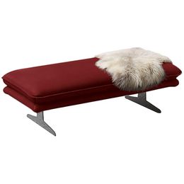 Polsterhocker W.Schillig, rot (ruby rot z59), B:145cm H:43cm T:71cm, Longlife Xtra-Leder Z59: Glattleder mit modischer Pr&auml;gung. Hautst&auml;rke 0, 9 - 1, 1 mm, Hocker, Polsterhocker, F&uuml;&szlig;e in Chrom gl&auml;nzend