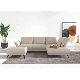 Ecksofa Home Affaire "Coco L-Form", beige (creme), B:294cm H:88cm T:242cm, 100% Polyester, Sofas, Ecksofa, Sitztiefen-, Arm- und Kopfteilverstellung, Cord-Bezug, Fu&szlig;h&ouml;he 15 cm