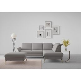 Sit & More Ecksofa SIT & MORE "Fashion L-Form", grau, B:250cm H:84cm T:207cm, Sofas, Ecksofa, wahlweise mit Kopfteilverstellung, Vorziehsitz, motorisch, Nickelf&uuml;&szlig;e
