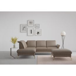Sit & More Ecksofa SIT & MORE "Fashion L-Form", grau (taupe), B:250cm H:84cm T:207cm, Sofas, Ecksofa, wahlweise mit Kopfteilverstellung, Vorziehsitz, motorisch, Nickelf&uuml;&szlig;e