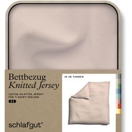 Bettbezug Schlafgut "Premium Bettbezug Knitted Jersey (1 St)", rot (rot light), B:200cm L:200cm, Jersey, Obermaterial: 95% Baumwolle, 5% Elasthan, Bettbez&uuml;ge, Ton-in-Ton Rei&szlig;verschluss, Bio-Baumwolle mit Elasthan, Uni, OEKO Tex