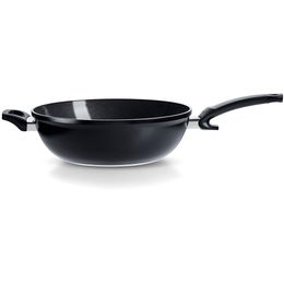 Wok Fissler "Ceratal Orbit Black", schwarz, H:13cm L:57cm &Oslash;:32cm, Pfannen, Wok, ges&uuml;nderes Kochen mit Antihaft-Effekt, hergestellt ohne PFAS/PTFE