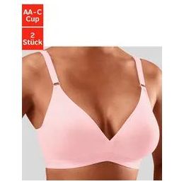 Bralette-BH Petite Fleur, Damen, Gr. 75, Cup B, rosa (2xwei&szlig;, 1xrosa), Jersey, Obermaterial: 75% Baumwolle, 15% Elasthan, 10% Polyester, BHs BH BH-Set Triangel-BH T-Shirt-BH B&uuml;gelloser-BH, ohne B&uuml;gel im Triangel-Schnitt aus Baumwolle