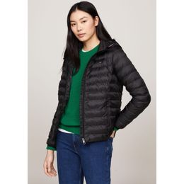 Steppjacke Tommy Hilfiger "LW PADDED GLOBAL STRIPE JACKET", Damen, Gr. XL (42), schwarz, Web, Obermaterial: 100% Polyester, unifarben, Basic normal, elastischer Bund, Jacken Steppjacke, sportive Kapuze mit Global Stripe, Topseller