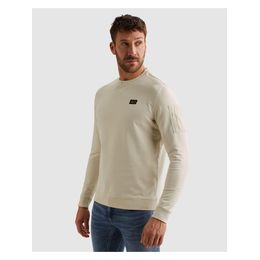 PME-Legend Sweatshirt PME LEGEND "Airstrip sweat", Herren, Gr. M, bone wei&szlig;, Sweatware, Obermaterial: 95% Baumwolle, 5% Elasthan, unifarben, regular fit normal, Rundhals, Rippb&uuml;ndchen, Sweatshirts Sweatshirt, mit Logo Stickerei