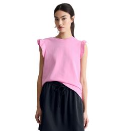 Marc O'Polo T-Shirt MARC O'POLO DENIM "aus Material-Mix", Damen, Gr. XL, pale bubblegum, Obermaterial: 100% Baumwolle, unifarben, Basic, regular fit, Rundhals, R&uuml;schen, Shirts T-Shirt