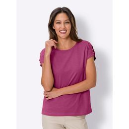 Rundhalsshirt Classic Basics "Rundhals-Shirt", Damen, Gr. 38, lila (erika), 100% Baumwolle, unifarben, Rundhals, Shirts Rundhalsshirt