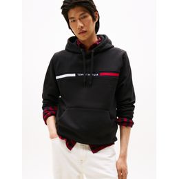 Kapuzensweatshirt Tommy Hilfiger "HILFIGER CHEST INSERT", Herren, Gr. L, schwarz, Sweatware, Obermaterial: 70% Baumwolle, 30% Polyester, unifarben, regular fit h&uuml;ftlang, eingesetzt B&uuml;ndchen, Sweatshirts, unifarben, casual, regular fit, Baumwollmix, Kapuze