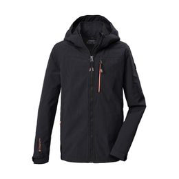 Softshelljacke Killtec "KOS 143 BYS SFTSHLL JCKT", Jungen, Gr. 128, schwarz, Oberseite: 100% Polyester;R&uuml;ckseite: 100% Polyester;Futter: 100% Polyester, Jacken Softshelljacke, Winddichte, wasserabweisende Softshelljacke mit Karomuster