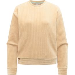 Sweatshirt Ragwear "Dellani Cordy", Damen, Gr. L (40), sand, Material: 76% Baumwolle, 20% Polyester, 4% Elasthan, l&auml;ssig geschnitten h&uuml;ftlang, Rundhals, &Auml;rmel ohne &Auml;rmelschlitz abgestepptes B&uuml;ndchen, Sweatshirts Sweatshirt, Langarm Oberteil in Kord-Optik