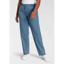 Straight-Jeans KjBRAND "Babsie", Damen, Gr. 42 (21), K-Gr, blau (denim bleach), Denim/Jeans, Obermaterial: 78% Baumwolle, 18% Polyester, 4% Elasthan, unifarben, straight fit lang, Jeans Straight-Jeans, mit Stretch