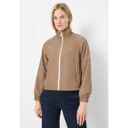 Fuchs & Schmitt Blouson FUCHS SCHMITT, Damen, Gr. 34, camel, Web, Obermaterial: 100% Polyester, unifarben, regular fit normal, hoch geschlossener Ausschnitt, elastischer Bund, Jacken Blouson, Umschlagkragen, Regular Fit, leicht gl&auml;nzende Qualit&auml;t