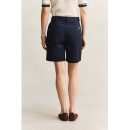 Chinoshorts Gant "CHINO", Damen, Gr. 42, N-Gr, evening blau, Web, Obermaterial: 98% Baumwolle, 2% Elasthan, unifarben, regular fit kurz, Hosen Chinoshorts, Regular fit mit praktischen Taschen