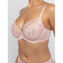 B&uuml;gel-BH Dorina "Perfect Lace", Damen, Gr. 80, Cup D, pink, Obermaterial: 90% Nylon, 10% Elasthan, BHs B&uuml;gel-BH, transparent, mit Spitze, mit B&uuml;gel, Cups leicht gepolstert
